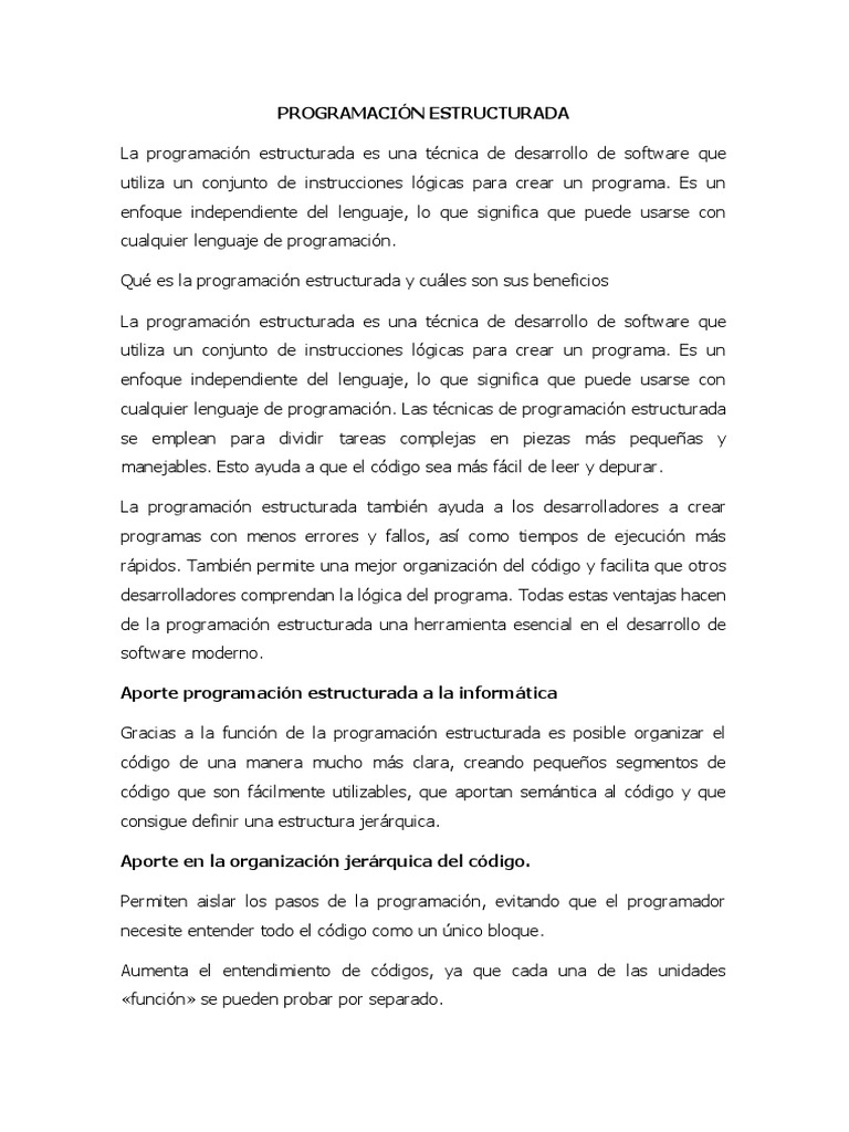 21.- PROGRAMACIÓN ESTRUCTURADA | PDF
