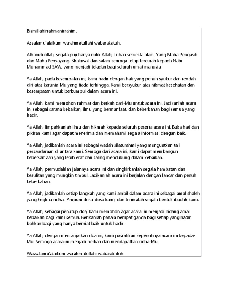 Doa Pembuka Acara Reuni Alumni | PDF