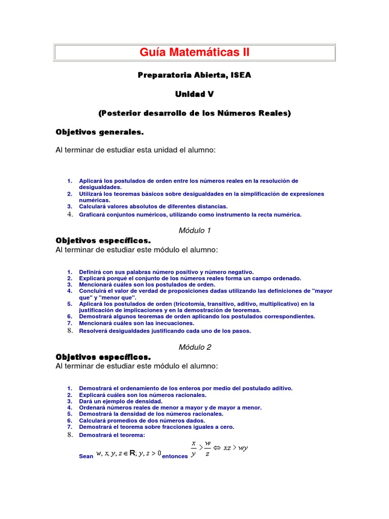 Guía Matemáticas II: Números Reales y Funciones | PDF | Métodos y ...