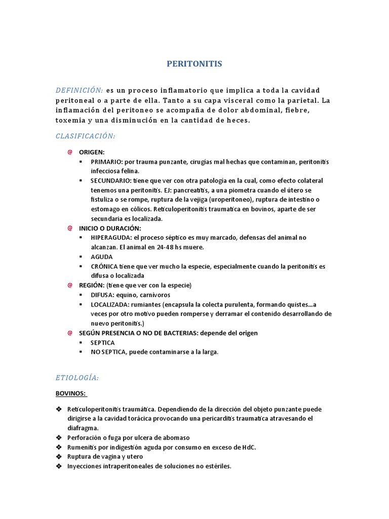 Peritonitis en Animales | PDF