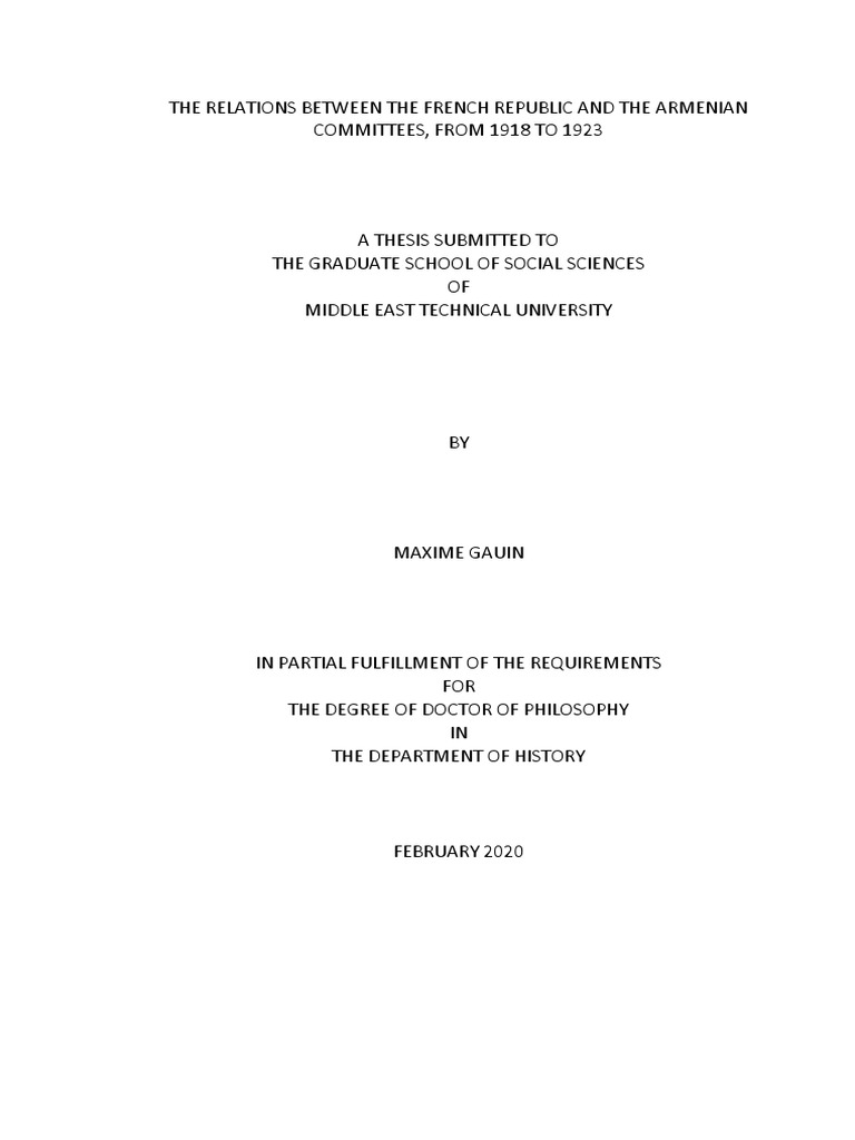 The Relations Between The French Republic and The Armenian Committees ...