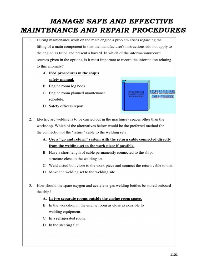 05..manage Safe and Effectif Maintenance and Repair Procedure | PDF ...