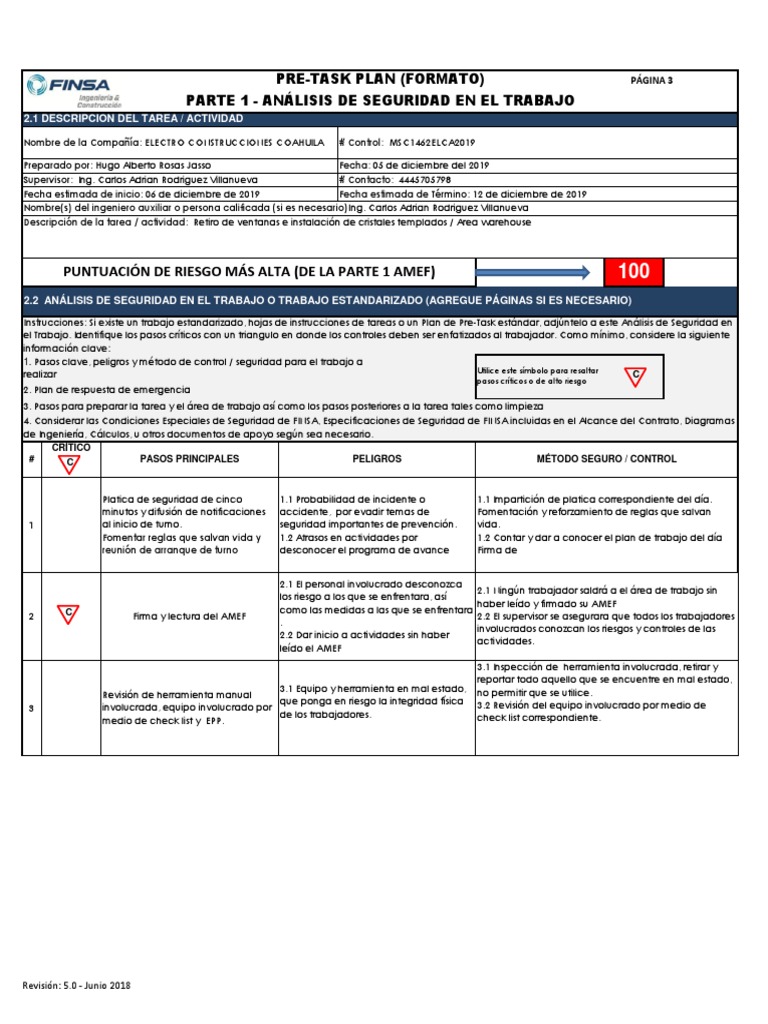 FHSE-011 - Pre-Task - AMEF Rev.1 | PDF
