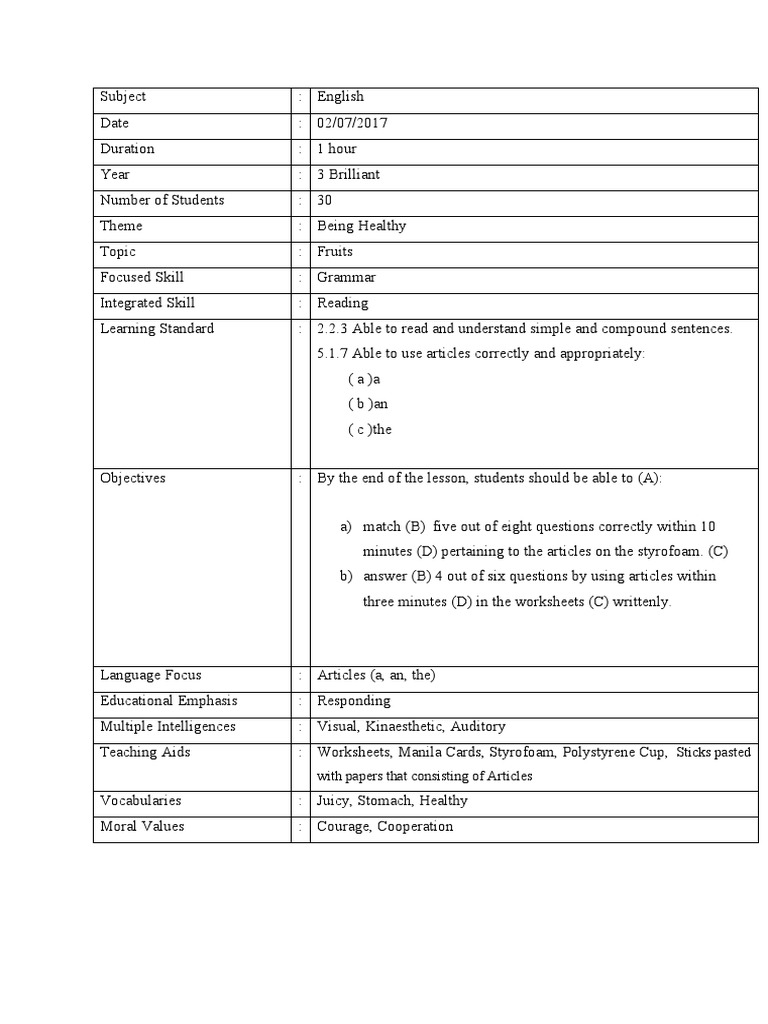 Lesson Plan Tog (New Version 2) | Download Free PDF | Cognitive ...