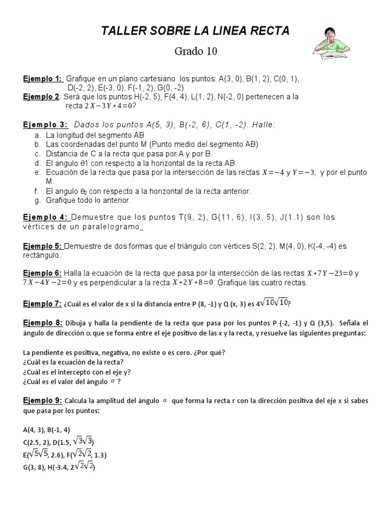 Taller Sobre La Linea Recta Ii | PDF