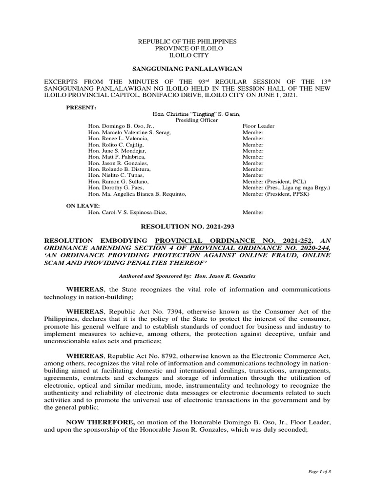 Sangguniang Panlalawigan: Present | PDF | Justice | Crime & Violence