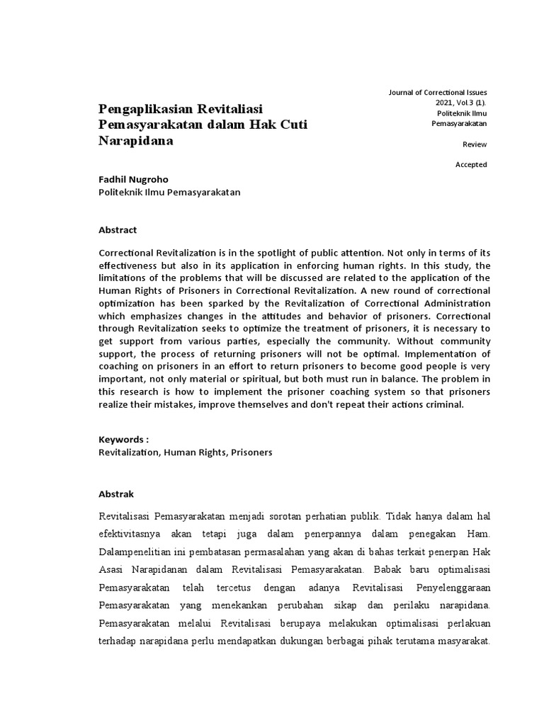 Template Journal of Correctional Issues 2021 Poltekip | PDF | Ilmu Sosial