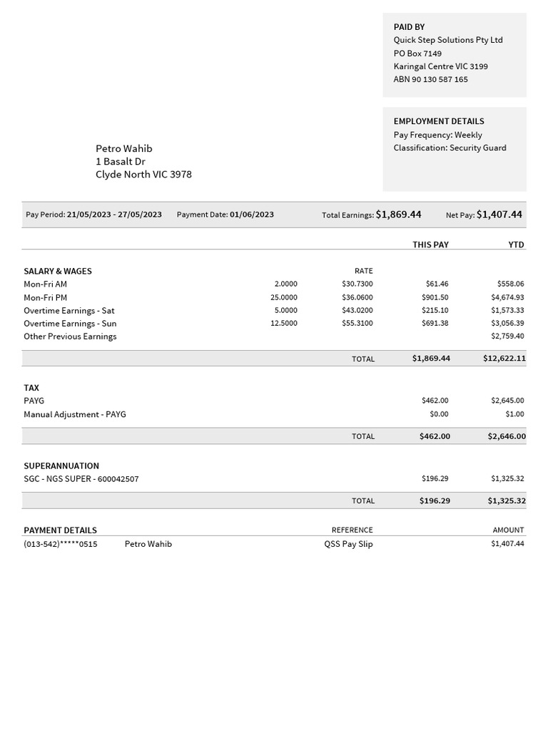 PaySlip 19 | Download Free PDF | Employment Compensation | Government
