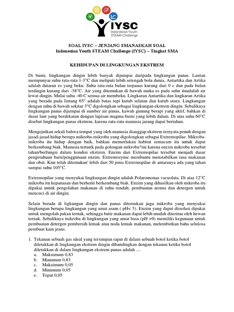 Naskah Soal Iysc 2023 - Sma | PDF | Kesehatan Holistik | Sains & Matematika