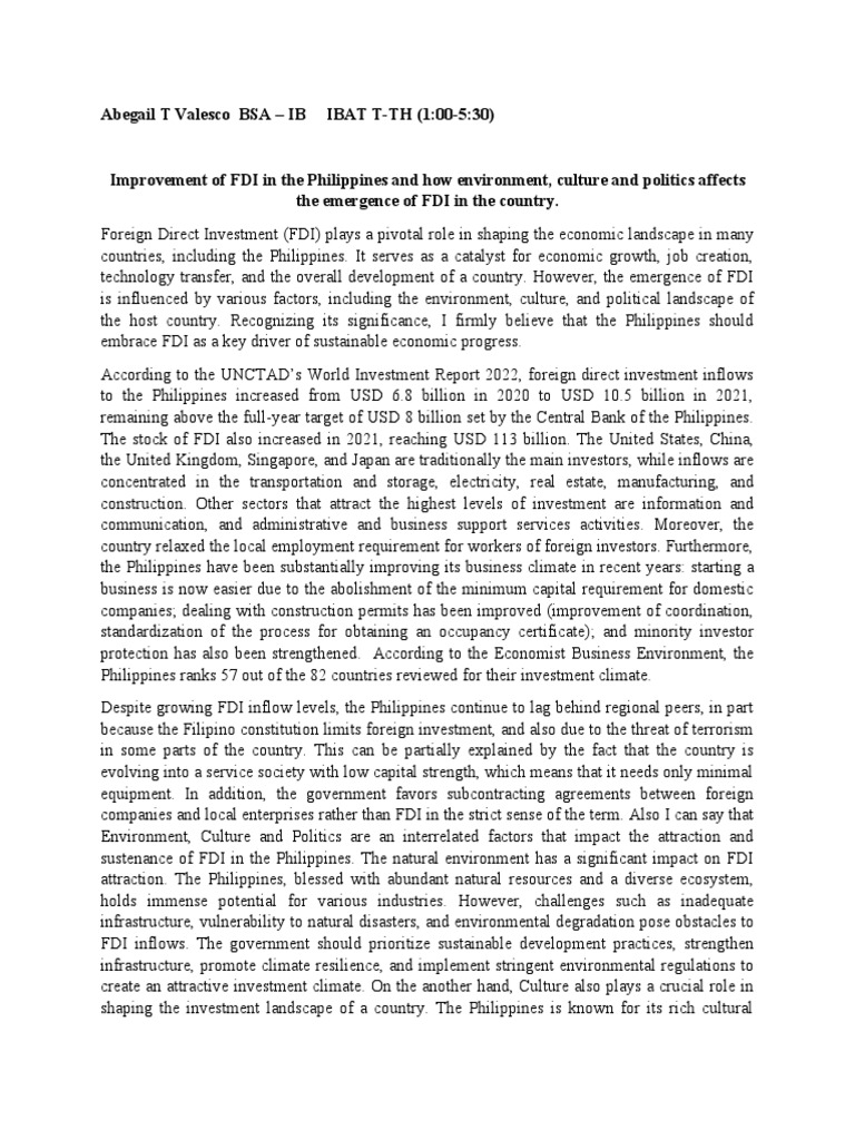 Position Paper | PDF | Foreign Direct Investment | Economies