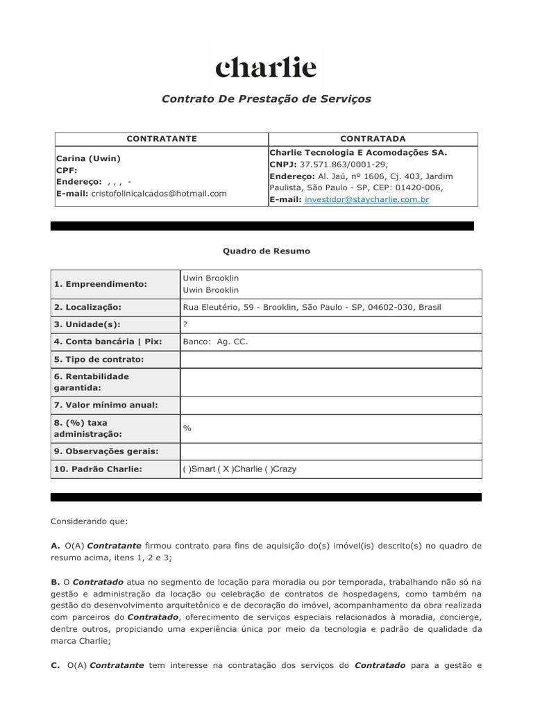 Contrato de Administração Uwin Brooklin | PDF