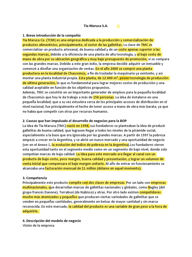 Estudio Caso - Maruca | PDF | Business | Mercado (economía)