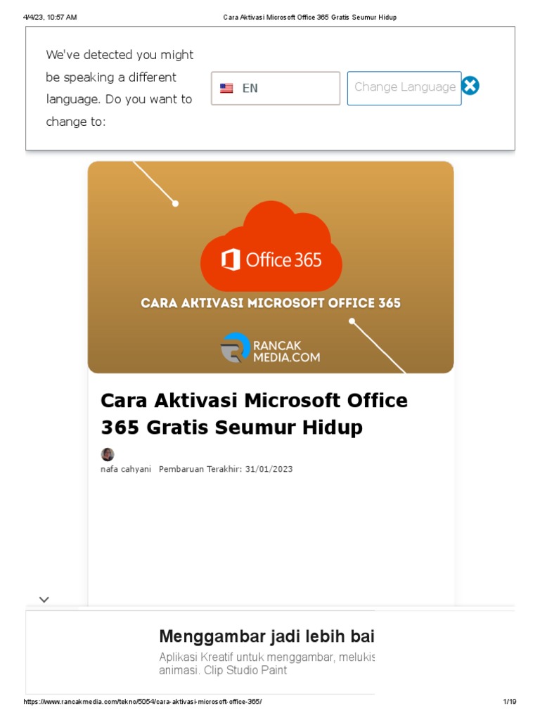Cara Aktivasi Microsoft Office 365 Gratis Seumur Hidup | PDF