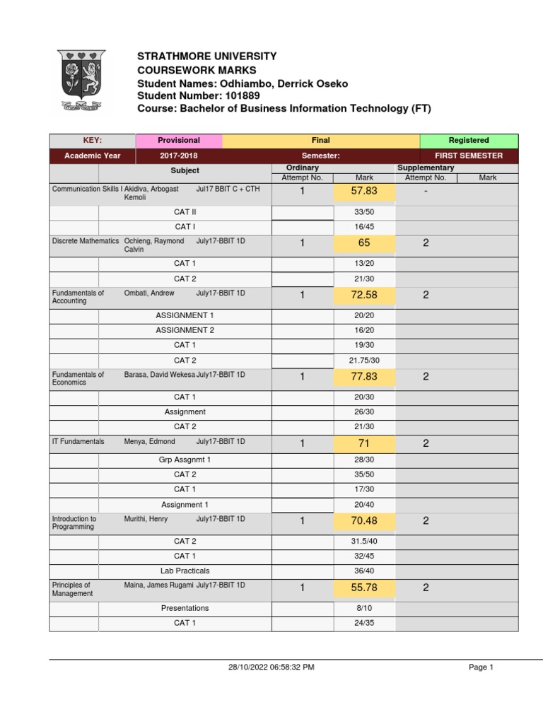 Year 1 Transcript Pdf
