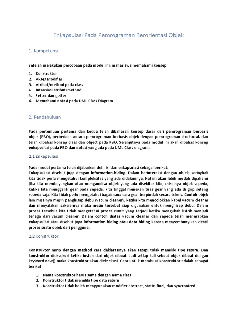 Jobsheet 03 Enkapsulasi PBO | PDF | Teknologi & Rekayasa