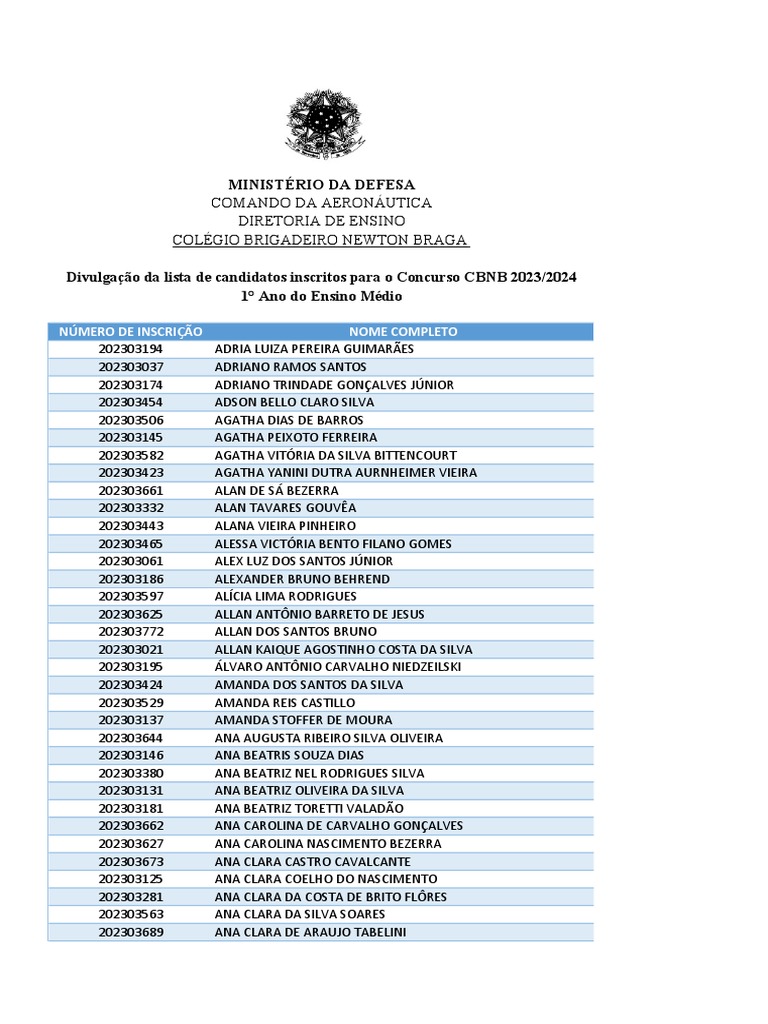 Concurso Admissao CBNB 2023 2024 1 ANO ENSINO MEDIO | PDF