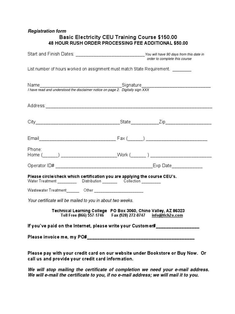 Basic Electricity CEU Course Registration | PDF