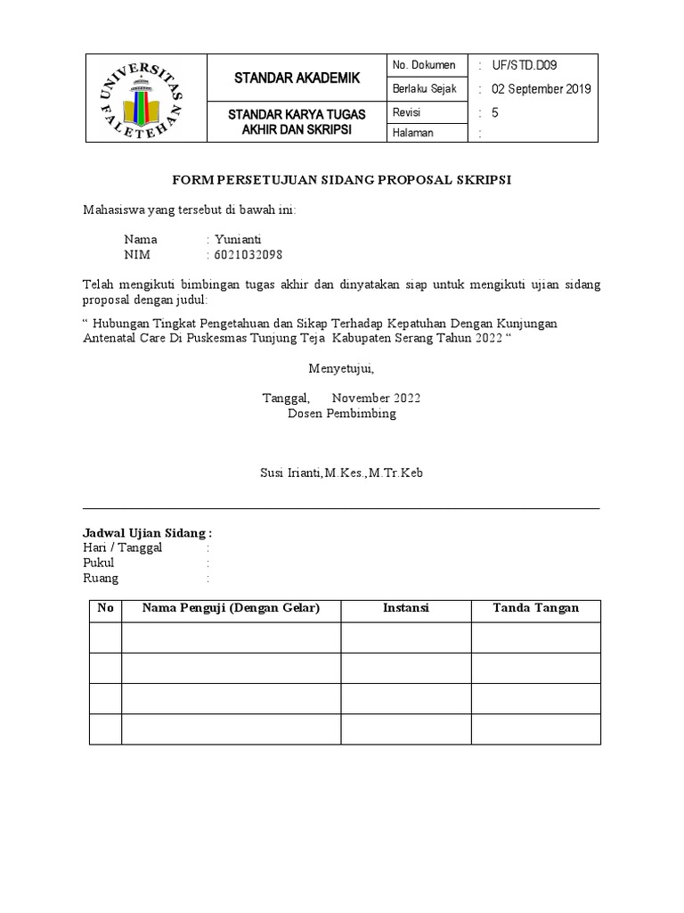Persetujuan Sempro Untuk Koordinator MK | PDF