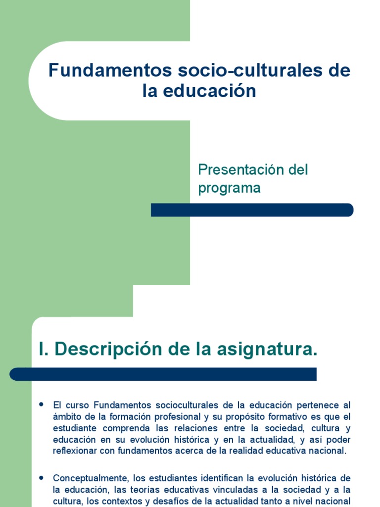 Programa Fundamentos Socioculturales | PDF