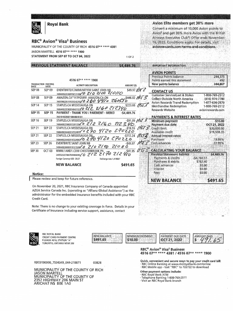 RBC Credit Business Statement | PDF