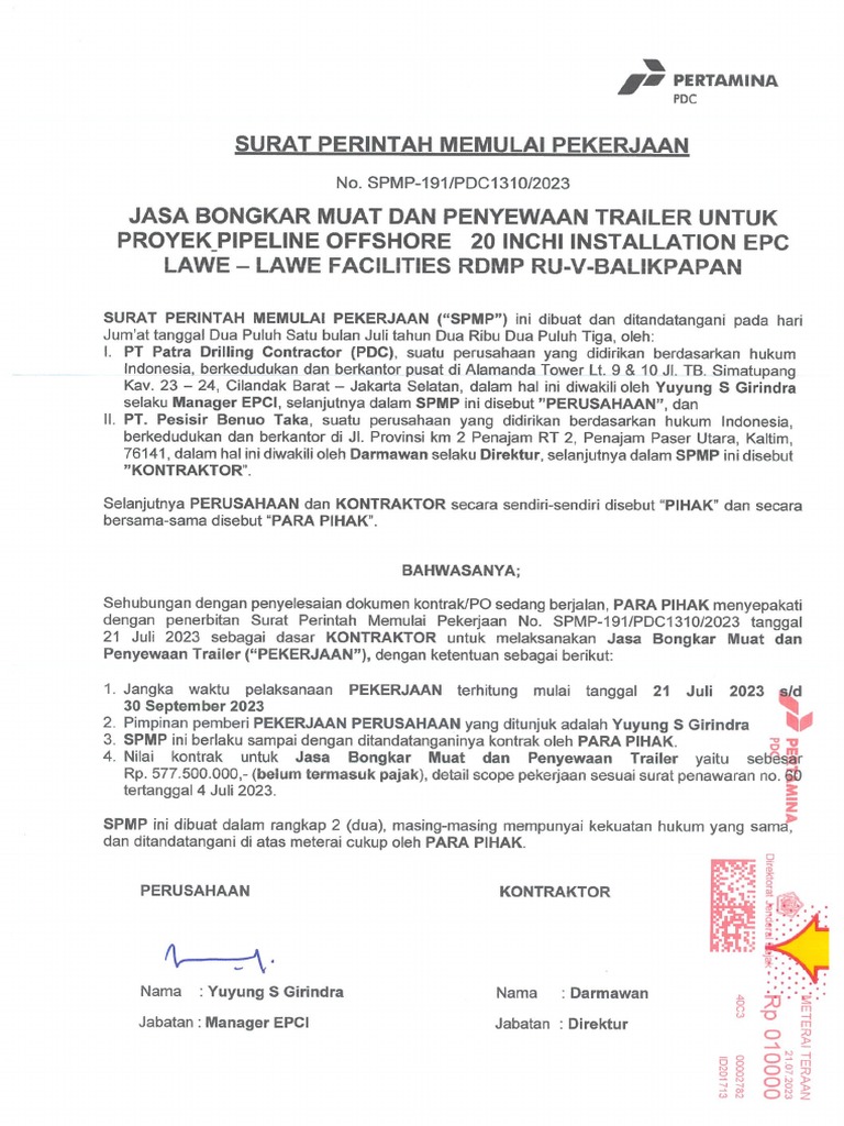 SPMP-191 JASA BONGKAR MUAT & PENYEWAAN TRAILER | PDF