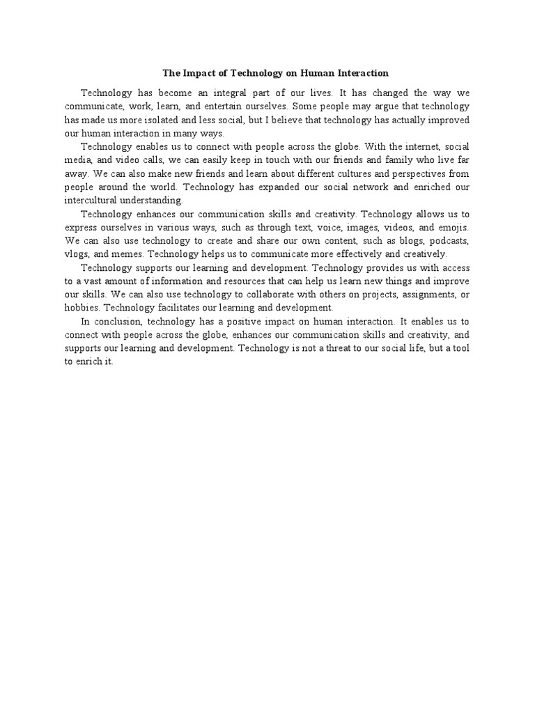 Technology and Human Interaction | PDF