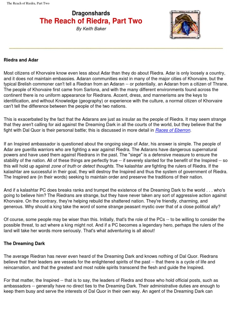 Dragonshards - 2005-08-22 - The - Reach - of - Riedra - Part2 | PDF ...