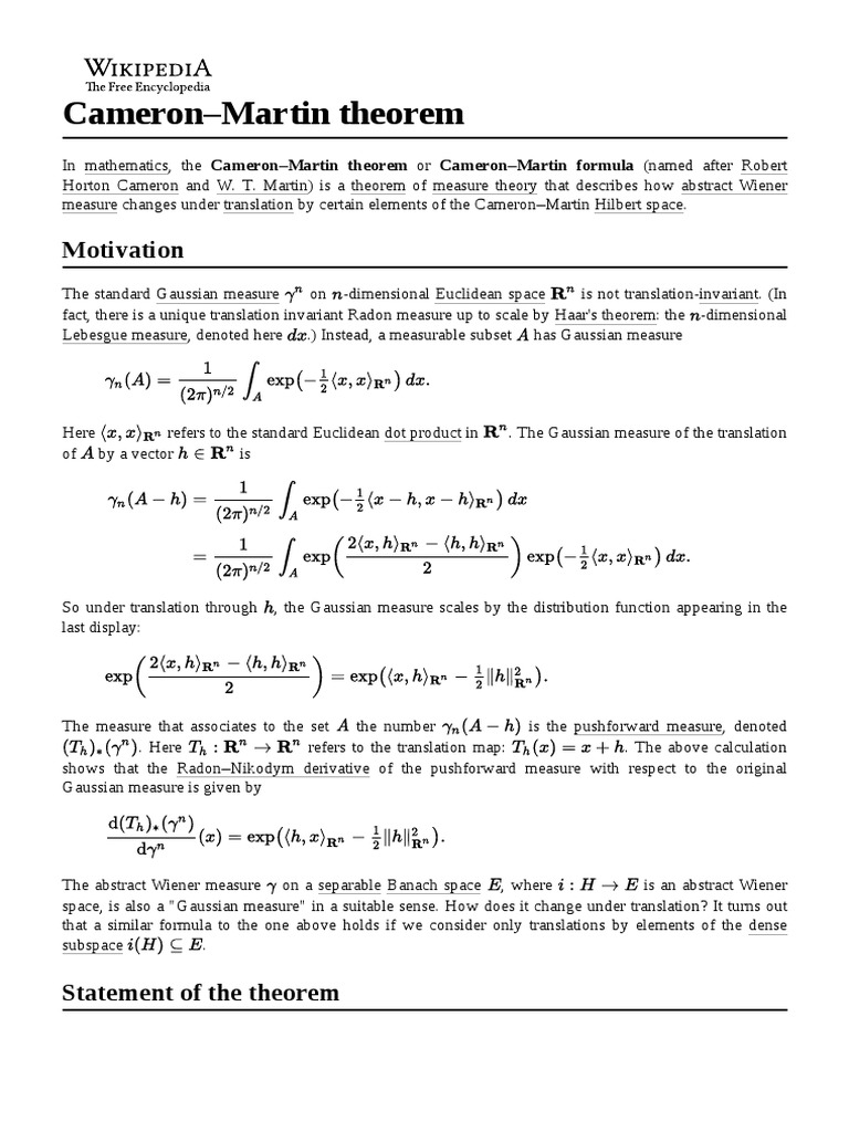 Cameron-Martin Theorem | PDF