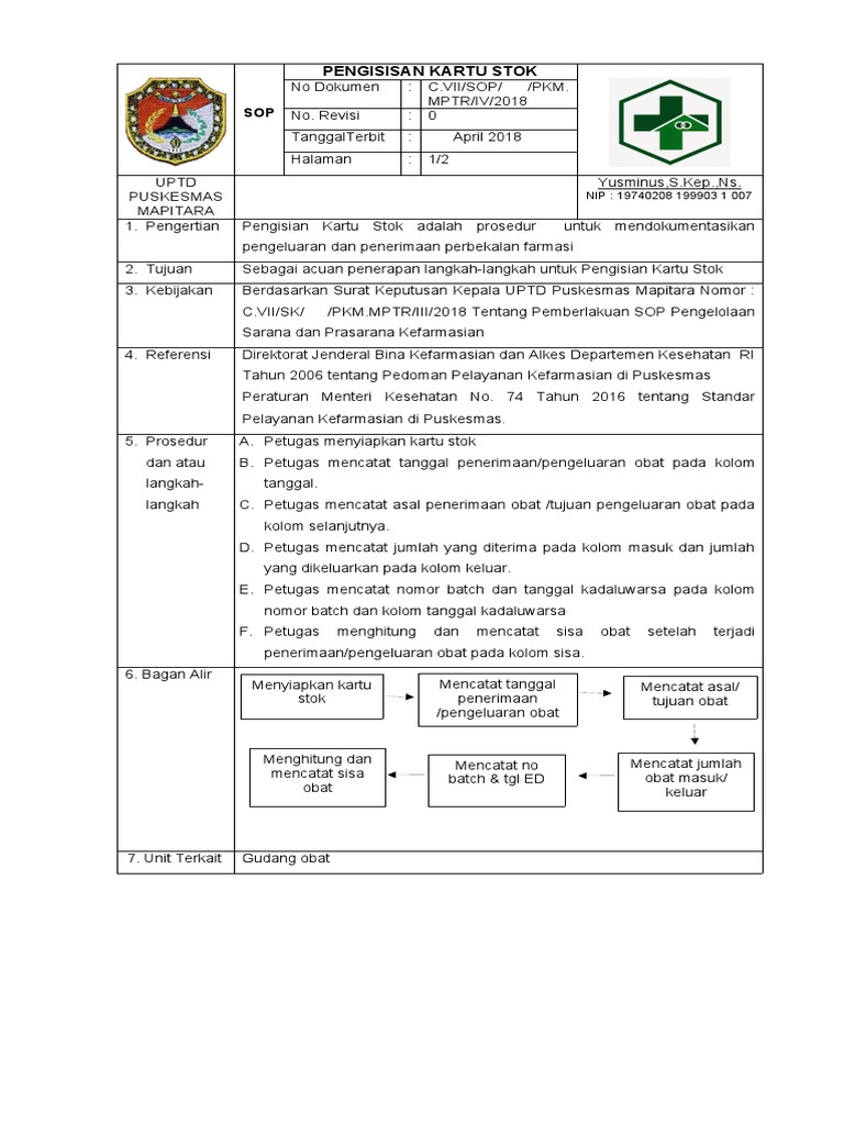 SOP Pengisian Kartu Stok | PDF