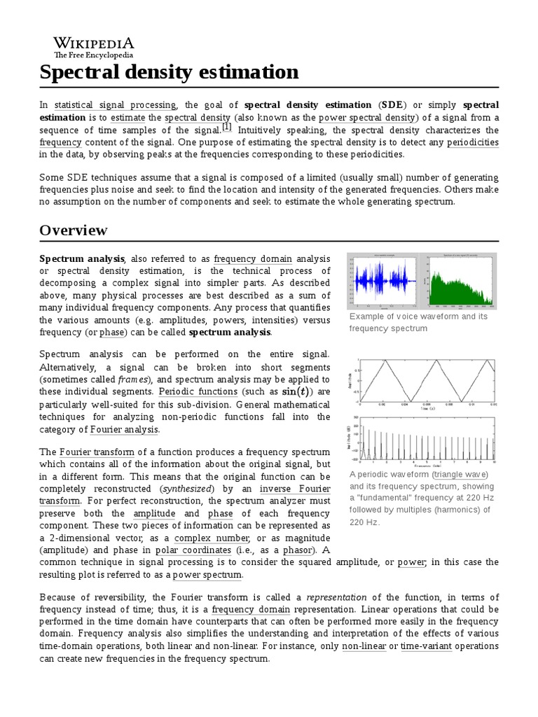 Spectral Density Estimation | PDF | Spectral Density | Signal Processing
