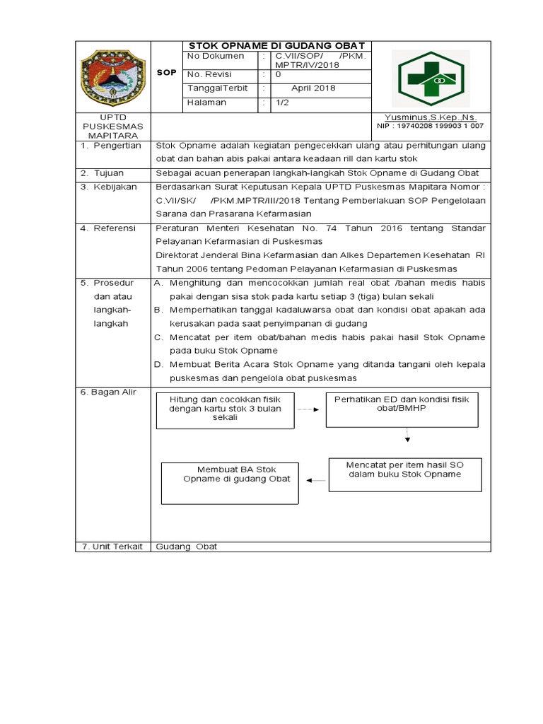 SOP Stok Opname | PDF