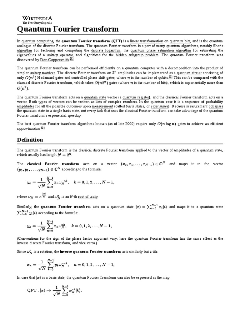 Quantum Fourier Transform | PDF | Applied Mathematics | Functions And Mappings