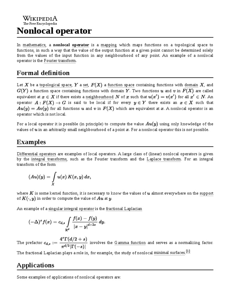 Nonlocal Operator | PDF | Operator (Mathematics) | Function (Mathematics)