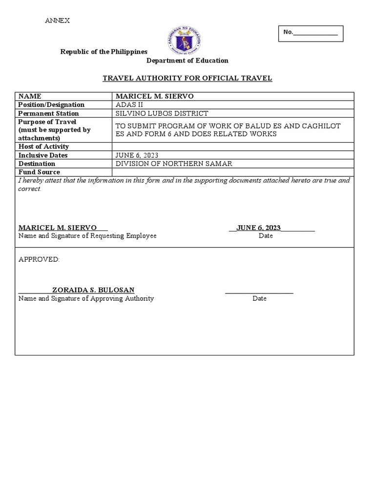 New Travel Order | PDF