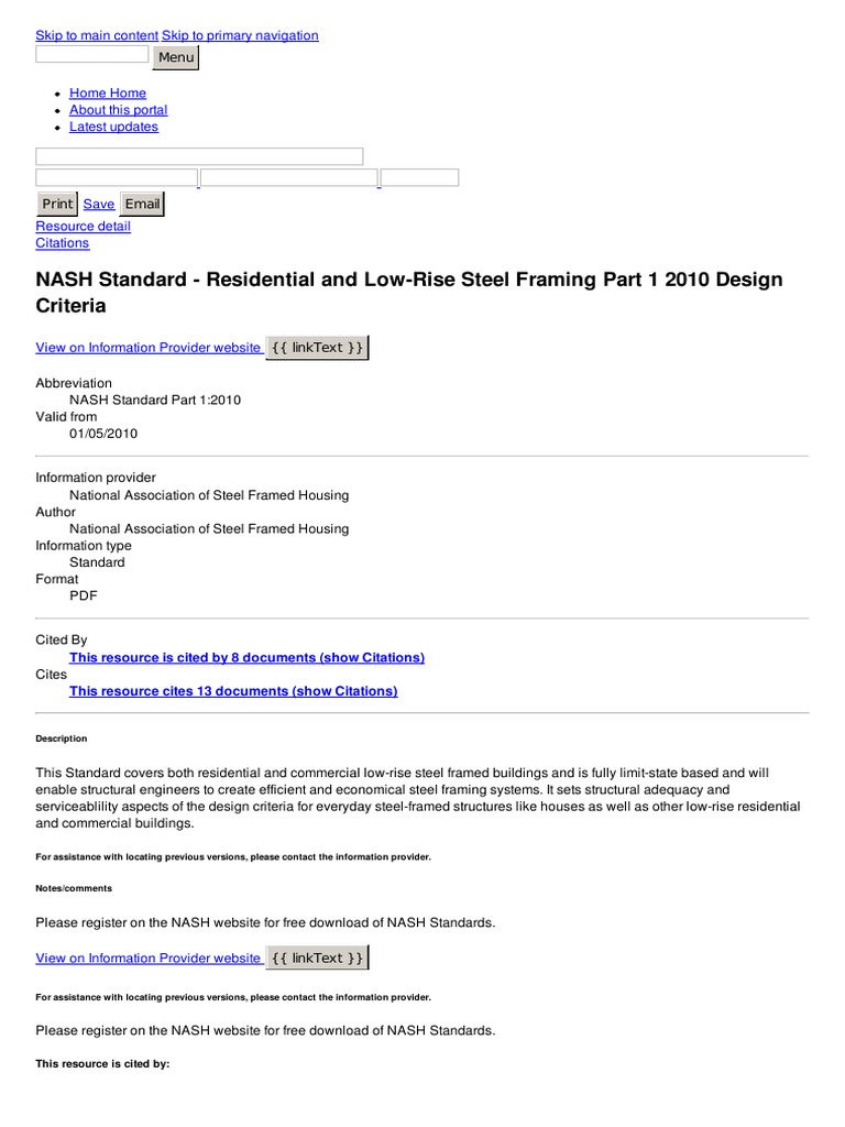 NASH STANDARD - Residential and Low Rise Steel Framing Part 1 | PDF
