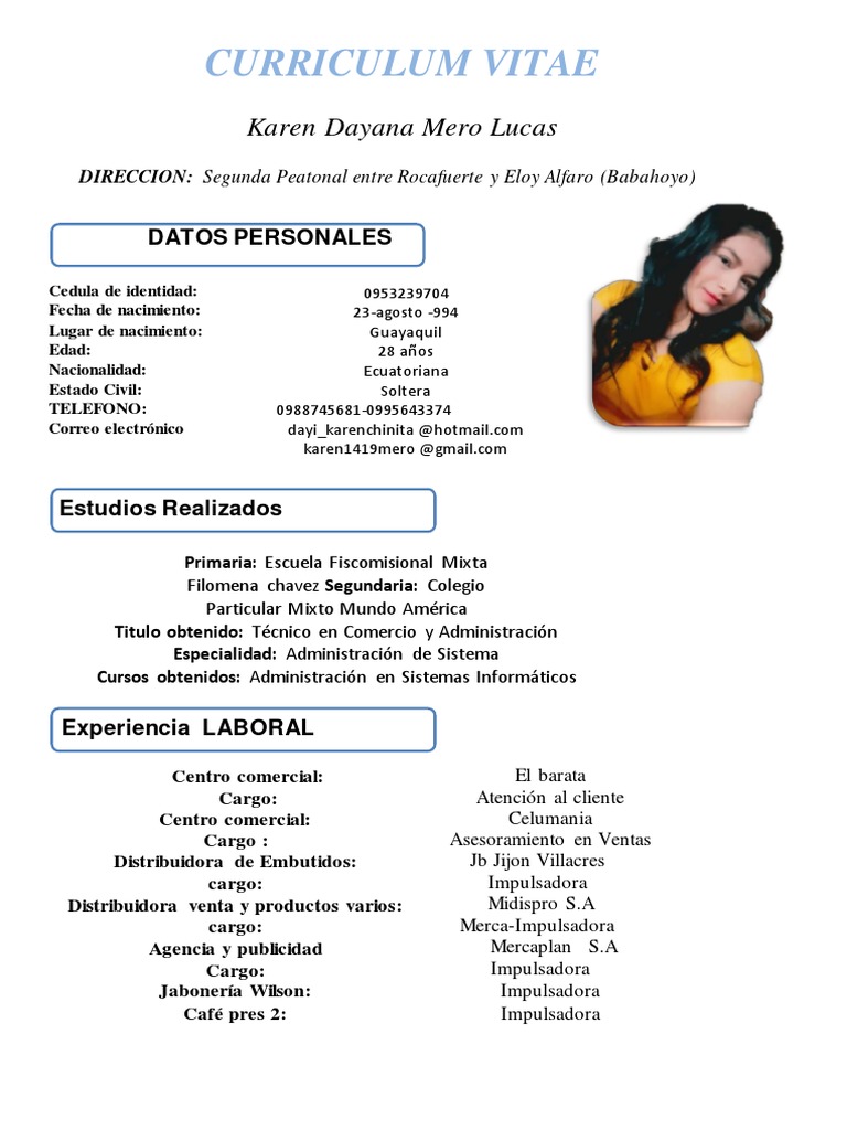 Dayi Mero Lucs - CV Pdfac | PDF