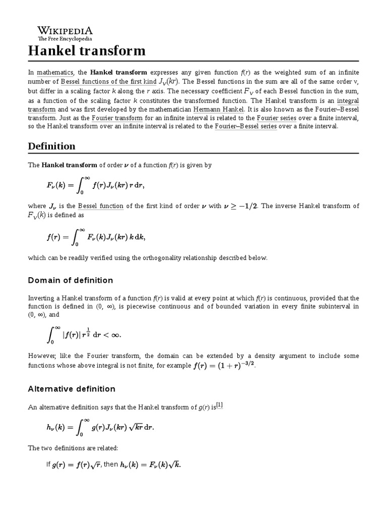 Hankel Transform | PDF