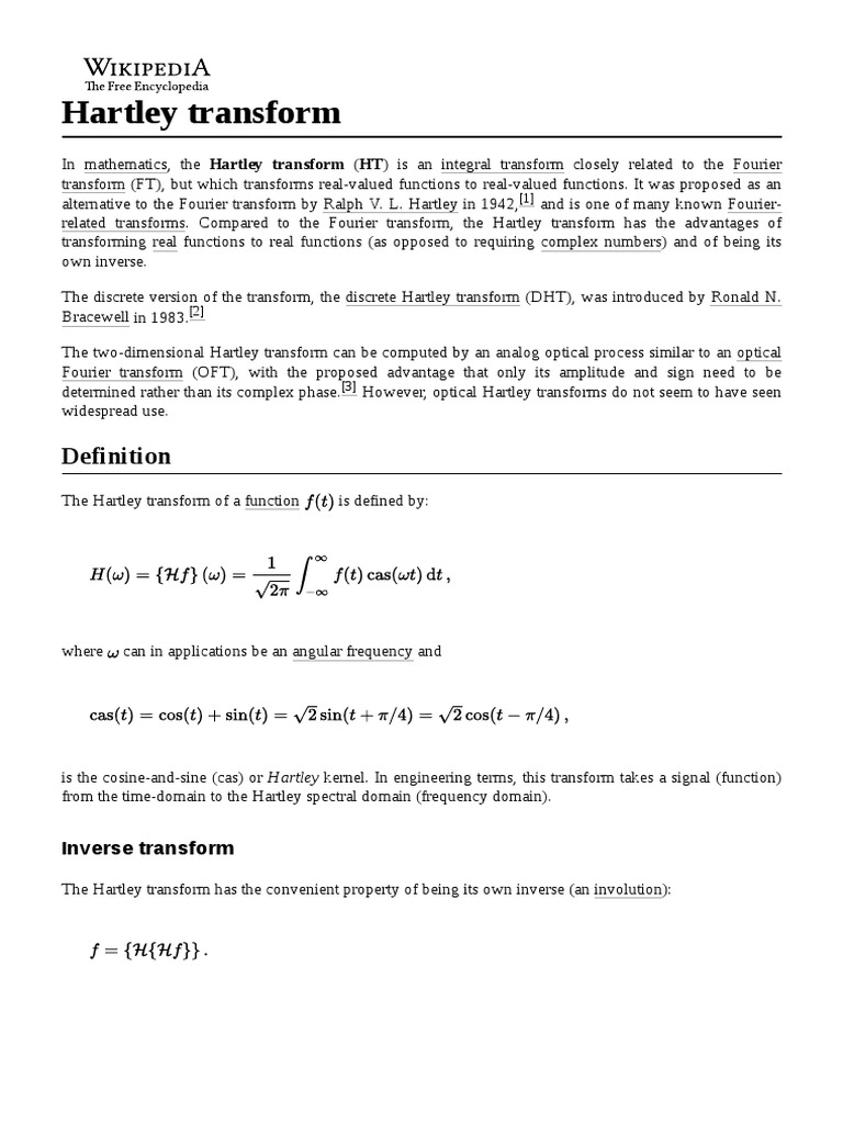 Hartley Transform | PDF | Functional Analysis | Operator Theory