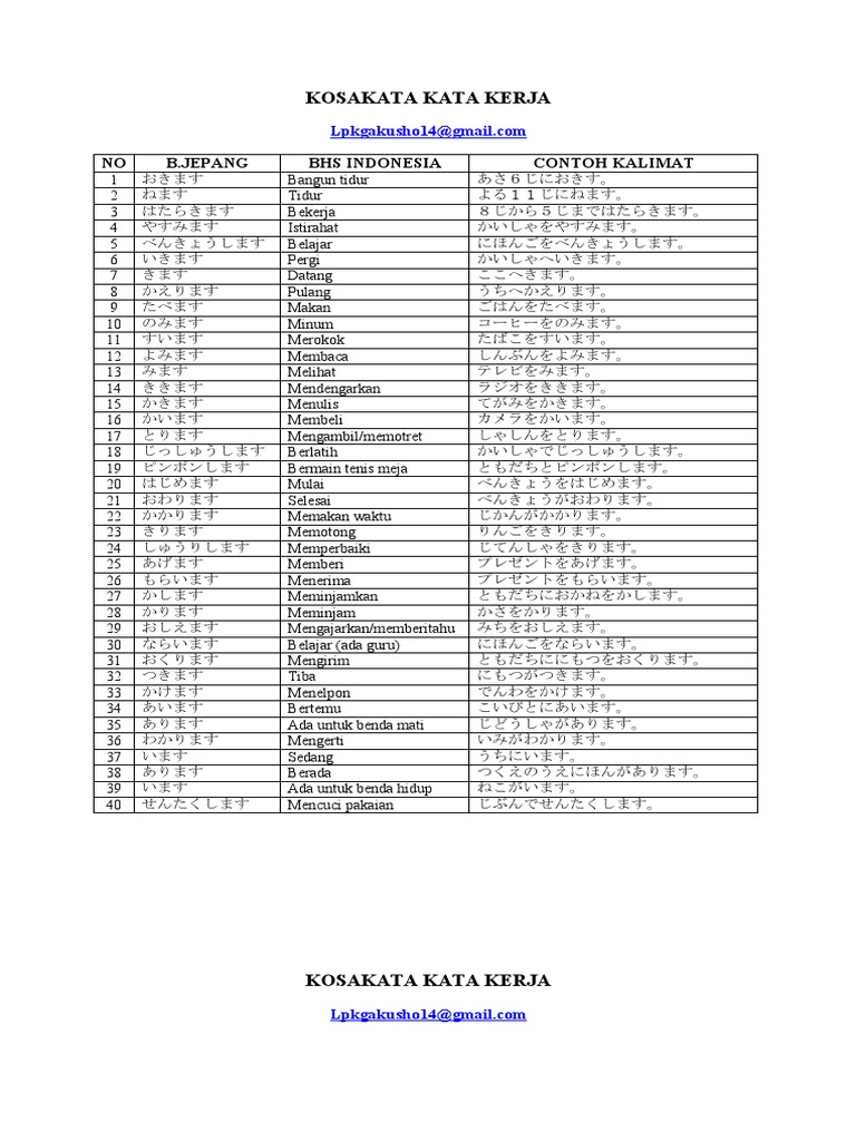 Kosakata Kata Kerja | PDF