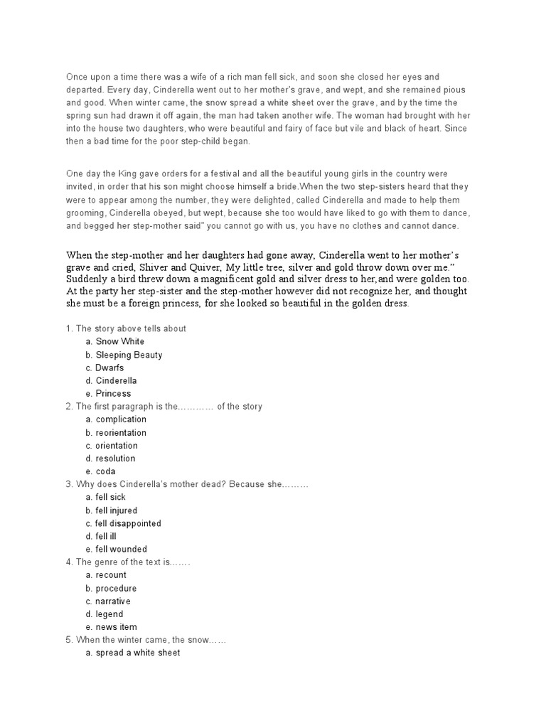 Cinderella Narrative Kls X | Download Free PDF | Cinderella | European ...
