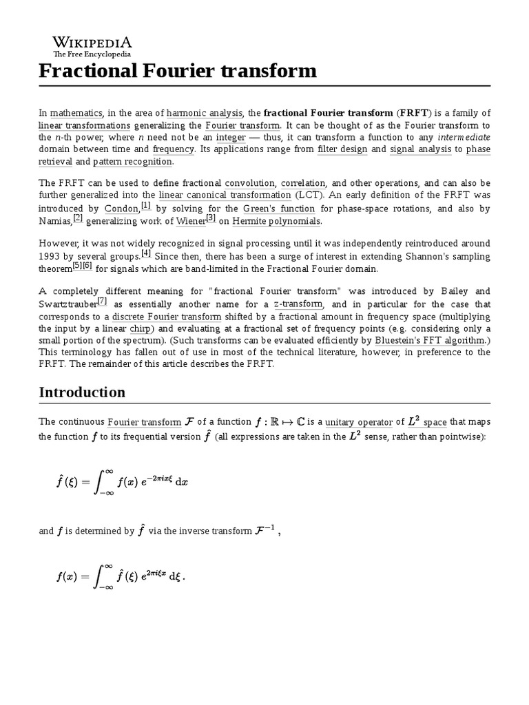 Fractional Fourier Transform | PDF | Algorithms | Applied Mathematics