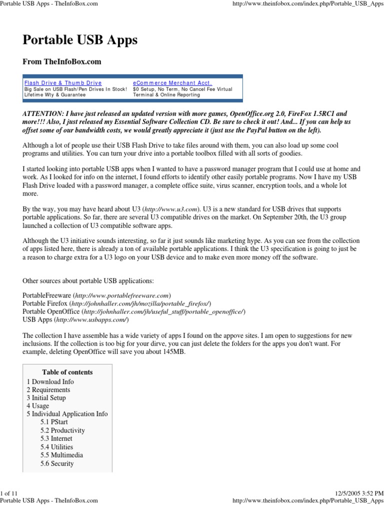 Portable USB Apps - The Info Box | PDF | Usb Flash Drive | Windows Registry