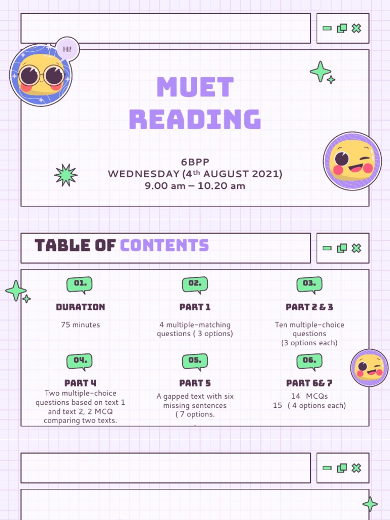 Introduction To MUET Reading 2021 | PDF