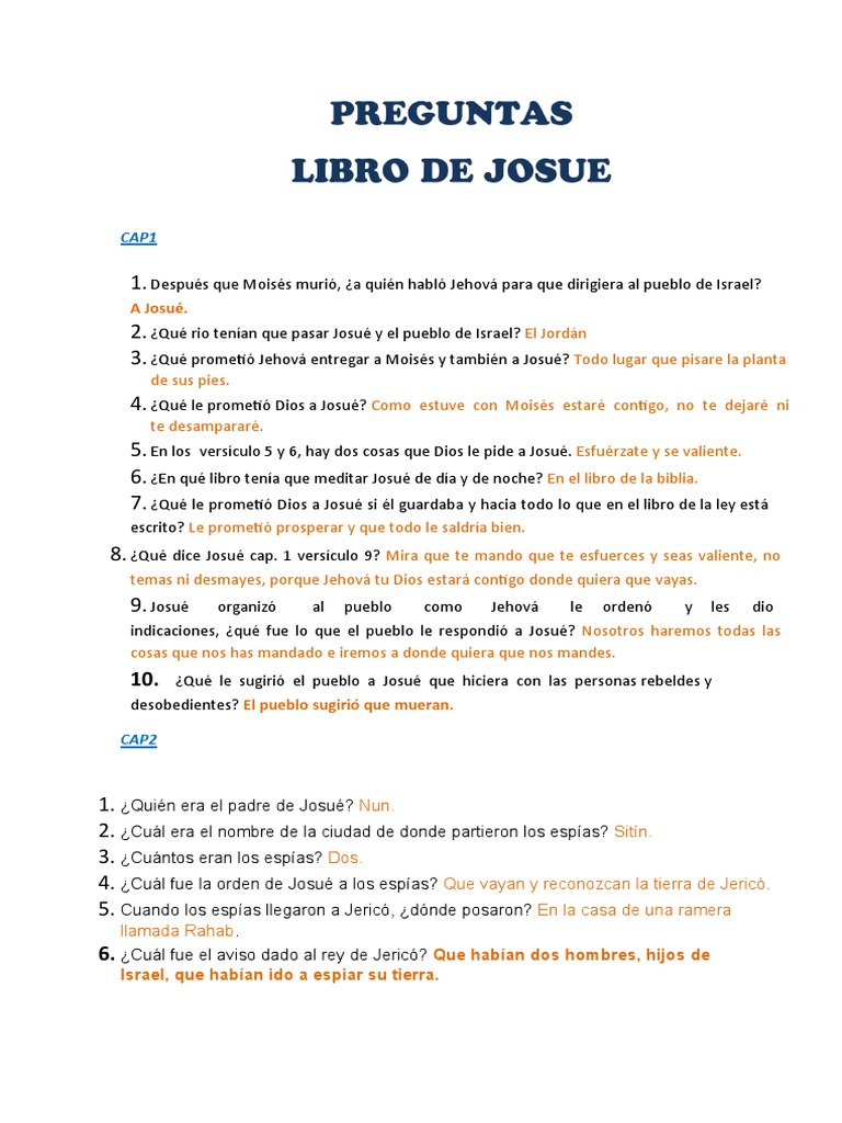 Estudio del Libro de Josué: Preguntas y Respuestas | PDF