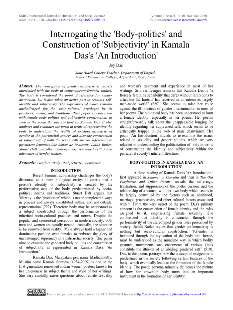 Kamla Das | PDF | Gender | Gender Studies