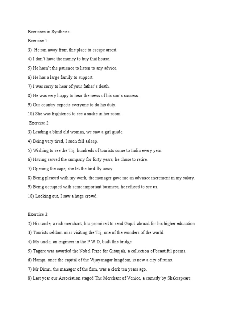 Exercises in Synthesis Exercises | PDF