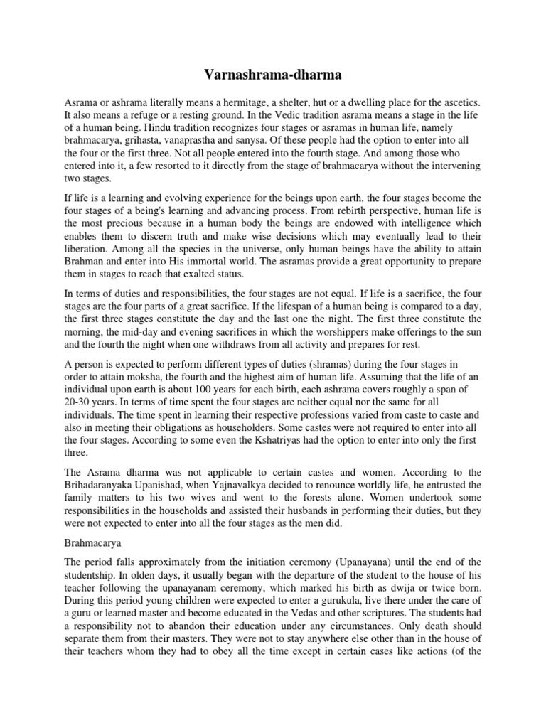 Varnashrama Dharma | PDF | Moksha | Indian Religions