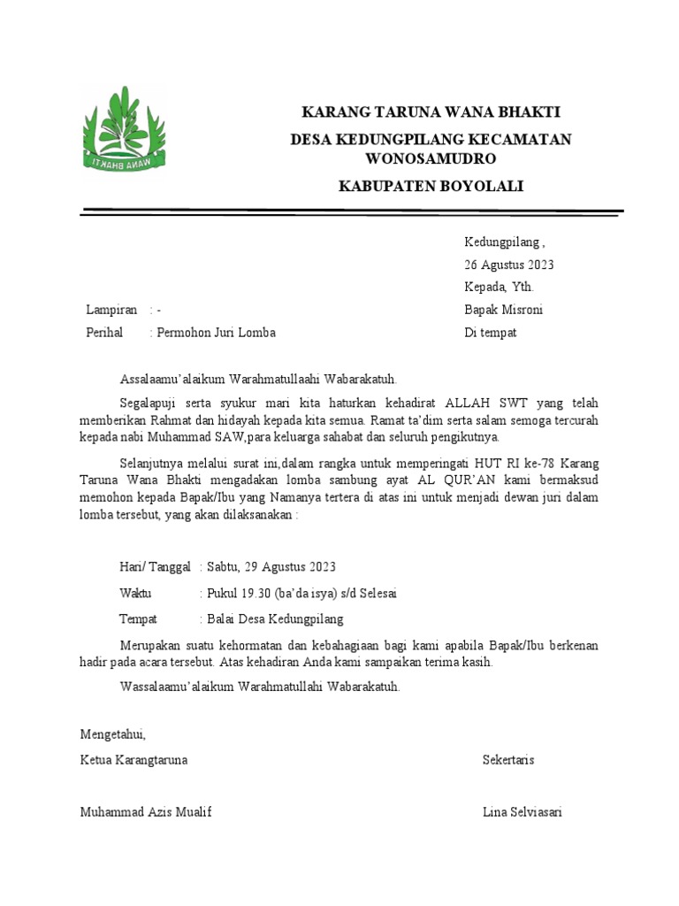 Undangan Juri Lomba1 | PDF