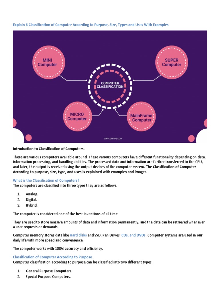 Computer Classifications | PDF | Computer Data Storage | Central Processing Unit