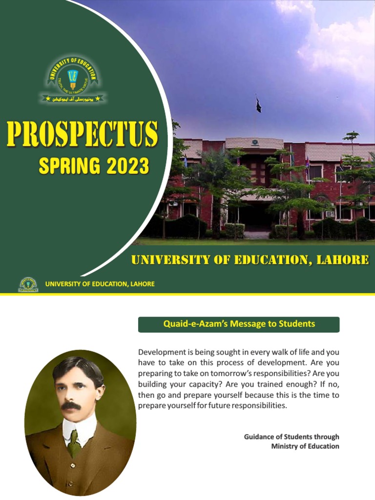 University of Education Lahore Prospectus 2023 | PDF